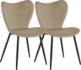 Sada 2 jídelních židlí Maika samet – taupe