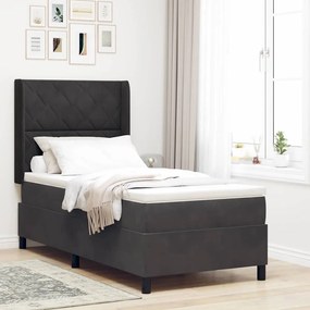 Postel s boxspringem s čelo Černá 90 x 200 cm samet 3342046