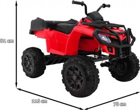 Ramiz Dětská čtyřkolka XL ATV 2,4 GHz na baterie červená na dálkové ovládání + pohon 4x4 + nosič zavazadel + pomalý start + EVA + LED a zvuky