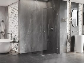 Mexen Lunar-B pravostranný výklopný sprchový kout 80 x 80 cm, čiré sklo, broušená ocel, 832-080-080-97-00-P