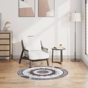 Koberec pratelný ⌀ 120 cm černý a šedý protiskluzový 337987