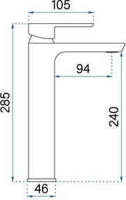 Rea Argus, vysoká umyvadlová baterie h-285, zlatá matná, REA-B6412