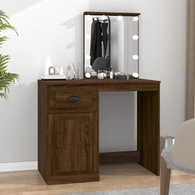 vidaXL Toaletní stolek s LED 90 x 50 x 132,5 cm kompozitní dřevo [816773] Barva: hnědý dub
