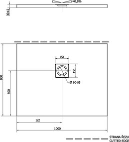 Polysan FLEXIA 100 x 80 x 3 cm 72926 sprchová vanička s možností úpravy rozměru