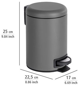 Wenko Pedálový odpadkový koš Leman 3 l, šedá, 3 l