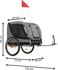 Vozík za kolo pro psa SPRINGOS ROVERA šedý
