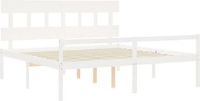 Postel s čelem pro seniory bílý 200x200 cm masivní dřevo 3195437