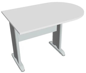 Stůl jednací oblouk 120 cm - Hobis Cross CP 1200 1 Dekor stolové desky: bílá, Dekor lamino podnože: šedá, Barva nohou: Stříbrná