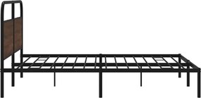 Kovový rám postele bez matrace hnědý dub 183 x 213 cm 3318657