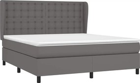 Box spring postel s matrací šedá 160x200 cm umělá kůže 3129043
