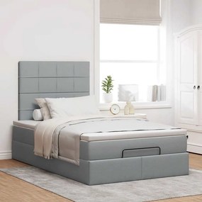 Osmanský rám postele s matrací světle šedá 120x190 cm textil 3313989