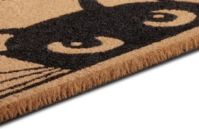 Rohožka Hello s mačkou 105703 – na von aj na doma, 45x70, hnedá, chodba / predsieň, Hanse Home