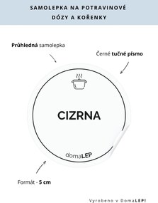 CIZRNA – průhledná samolepka na dózu, tučné písmo, 5 cm | DomaLEP