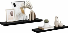 Plovoucí nástěnné police 2 ks lesklé černé 90x23,5x3,8 cm MDF 323776