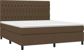Box spring postel s matrací a LED tmavě hnědá 180x200 cm textil 3135136