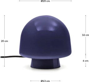 Tmavě modrá stolní lampa se skleněným stínidlem (výška 20 cm) Reig – Kave Home