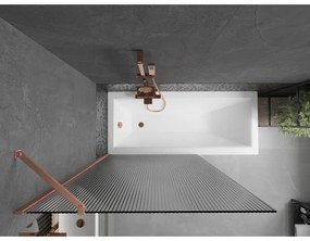 Mexen Next, 1-křídlová vanová zástěna 100 x 150 cm, 6mm sklo Ribs, měděná matná, 895-100-000-00-09-65