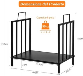 Costway Stojan na dřevo ke krbu kovový 46 x 31 x 46 cm HV10306
