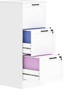 HOMCOM Kancelářský zásuvkový skříňka s 3 zásuvkami - Zámky a visící složky pro A4 a Letter 40x40x101cm Bílá | Aosom