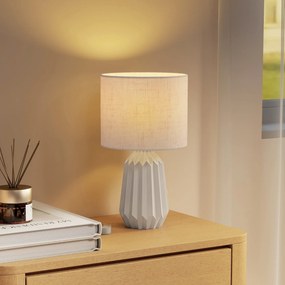 HOMCOM Stolní lampa, lampička na stůl, noční lampička s lněným stínidlem, kolébkový spínač, lampička na psací stůl, 22 x 39 cm, béžová
