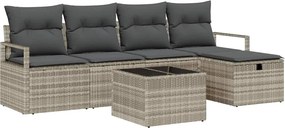 Set pohovek 6 ks 5-Počet míst Světle šedá polyratan 3359171