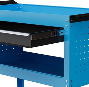 Kufr na nářadí Vozík na nářadí Box na nářadí, 3 úrovně, 4 kolečka, 82 cm x 35 cm x 76 cm, modrý
