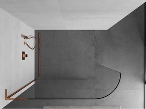 Mexen Kioto L, sprchová zástěna Walk-In 100 x 200 cm, 8mm čiré sklo, růžové zlato profil, 800-100-103-60-06
