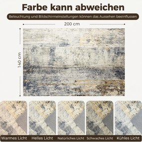 HOMCOM omyvatelný koberec s abstraktním vzorem, 200 × 140 cm, šedá