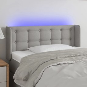 Čelo postele s LED světle šedé 103 x 16 x 78/88 cm textil