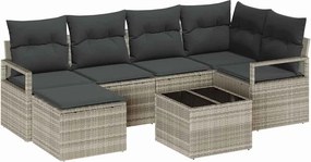 Set pohovek 7 ks Světle šedá polyratan 3346462