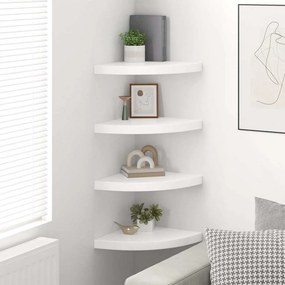 323909  Floating Corner Shelves 4 pcs High Gloss White 35x35x3,8 cm MDF 323909