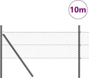 Hexagonální kotvení plotu 10 x 0,4 m Ocel potažená PVC Šedá 3352763