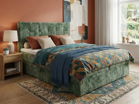 Čalouněná postel boxspring DIRELIS VIBE 140x200 cm tmavě zelená Matrace: Matrace Bonell pružinová