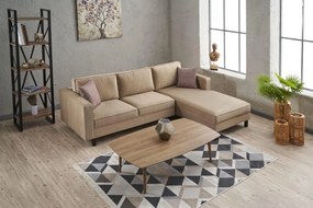 Hanah Home Sametová pohovka KALE krémová pravá 825BLC2724