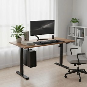 Výškově nastavitelný stůl OfficeTech A, 120 x 80 cm, černá podnož, dub silverjack