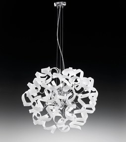 Metal Lux 206.150.02 Astro White, bílé designové závěsné svítidlo v průměru 50cm, 6x40W, bílé sklo, chrom