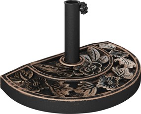 Stojan na slunečník Outsunny půlkruhový 50x31x32cm z pryskyřice a nerezové oceli v bronzové barvě, stabilní podstavec pro slunečník na zahradu a tera…