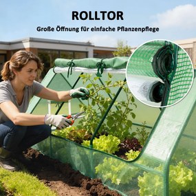 Fóliový skleník Outsunny mini s oknem ze síťoviny, odolný proti UV záření, PE fólie, 240 x 90 x 90 cm, ideální pro zahradnictví a pěstování | Aosom.de