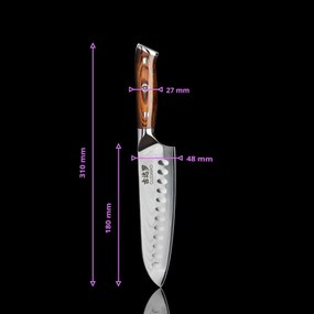 Gudaro - Damaškový Santoku kuchyňský nůž FENG 7,5", 67 vrstev oceli, délka 18 cm
