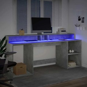 Psací stůl s LED betonově šedý 200x55x91 cm kompozitní dřevo 3309441