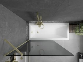 Mexen Next, vanová zástěna 1-křídlová 100 x 150 cm, fixní křídlo, 6 mm šedé sklo, zlatý profil, 895-100-000-00-40-50