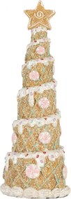 Hnědo-růžová dekorace vánoční stromek Christmas Tree - Ø 9*25 cm