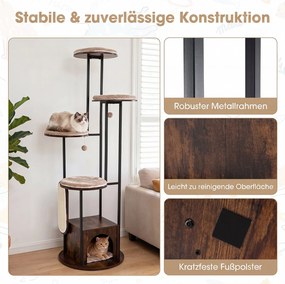 Costway Strom pro kočky 183 cm škrabadlo s 4 platformami domeček pro kočky 2