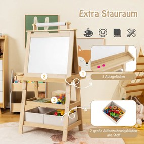 Costway Dětský stojan 3 v 1, oboustranná tabule a papír na kreslení
