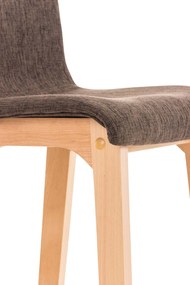 Barová židle Pelham - látkové čalounění - bukové dřevo | hnědá