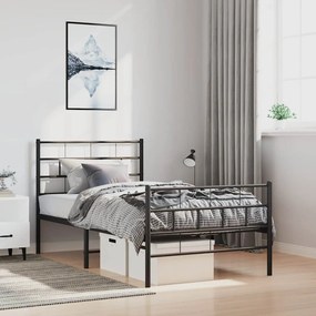Kovový rám postele bez matrace s čelem bílý 75 x 190 cm