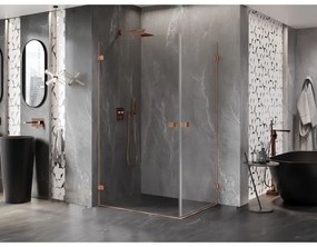 Mexen Lunar-B Duo výklopný sprchový kout 100 x 70 cm, čiré sklo, měděná matná, 832-100L-070P-65-00
