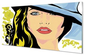 akrylový obraz Žena klobouk 125x50 cm