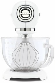 SMEG 50's Retro Style kuchyňský robot se skleněnou miskou 4,8 l bílý, SMF13WHEU