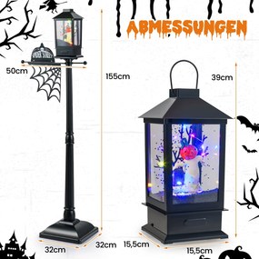 Costway 155 cm Halloween dekorativní pouliční lampa s 6 barevnými LED světly